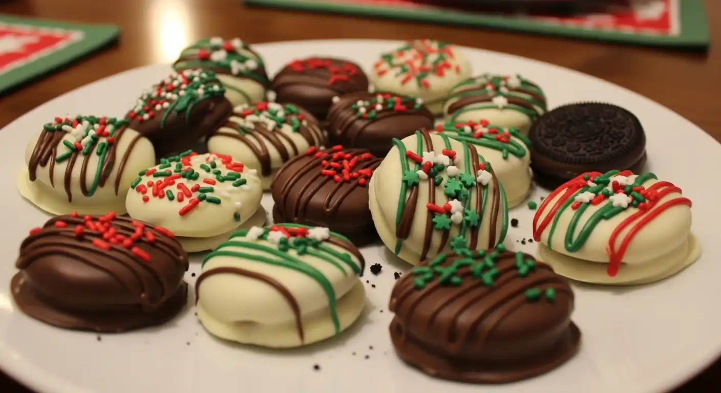 Chocolate Dipped Christmas Oreos